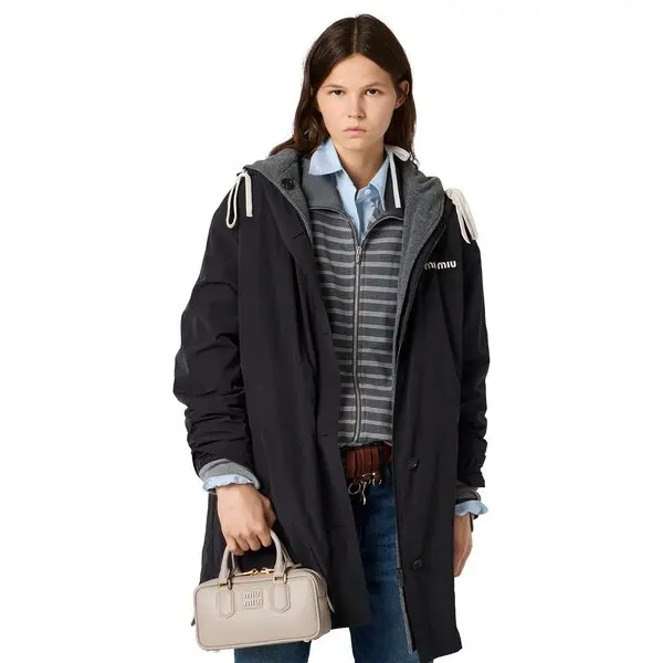 Miu Miu Single-breasted Pongé And Fleece Caban Jacket