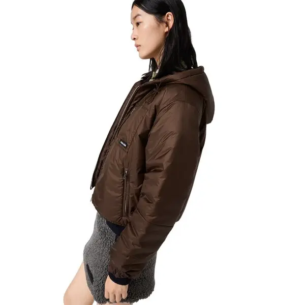 Miu Miu Cropped Ripstop Down Jacket - Cocoa Brown
