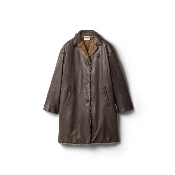 Miu Miu Leather Coat - Anthracite Gray