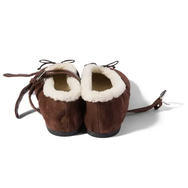 Miu Miu Suede And Shearling Ballerinas