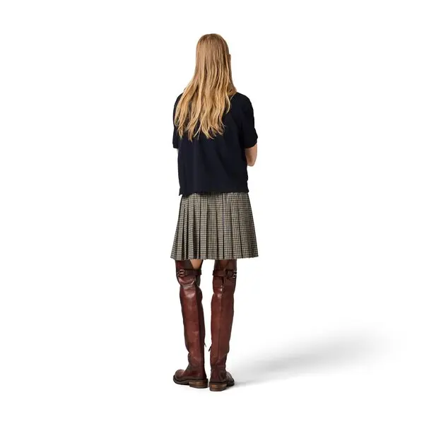 Miu Miu Pleated Checked Flannel Miniskirt