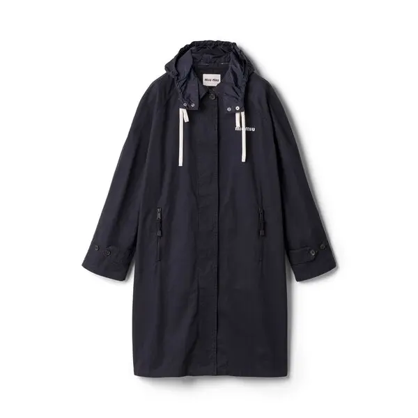 Miu Miu Single-breasted Gabardine Coat - Navy
