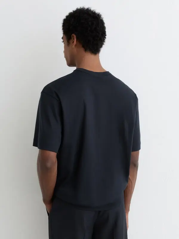 REISS Airwater-cotton Relaxed-fit T-shirt - Navy