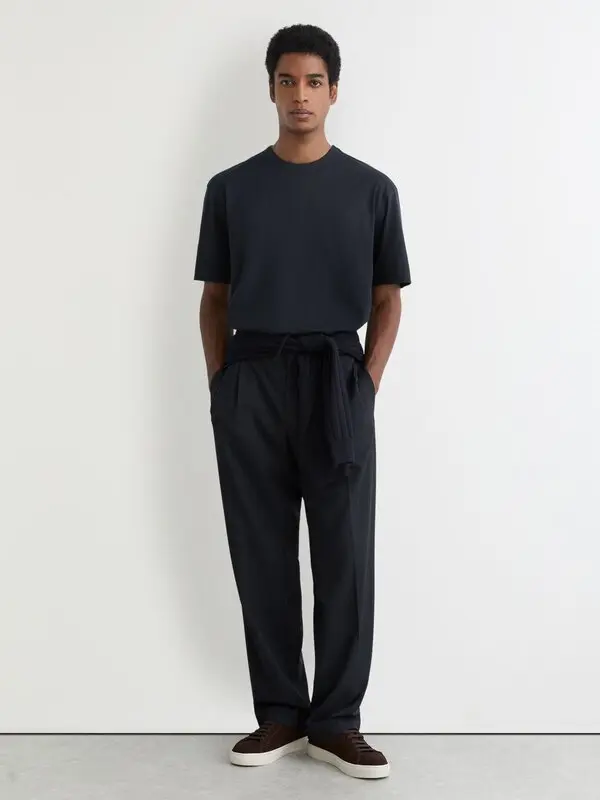 REISS Airwater-cotton Relaxed-fit T-shirt - Navy
