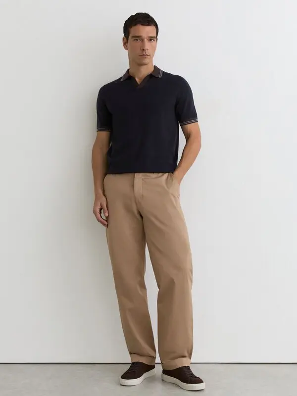REISS Merino Wool Tipped Polo Jumper