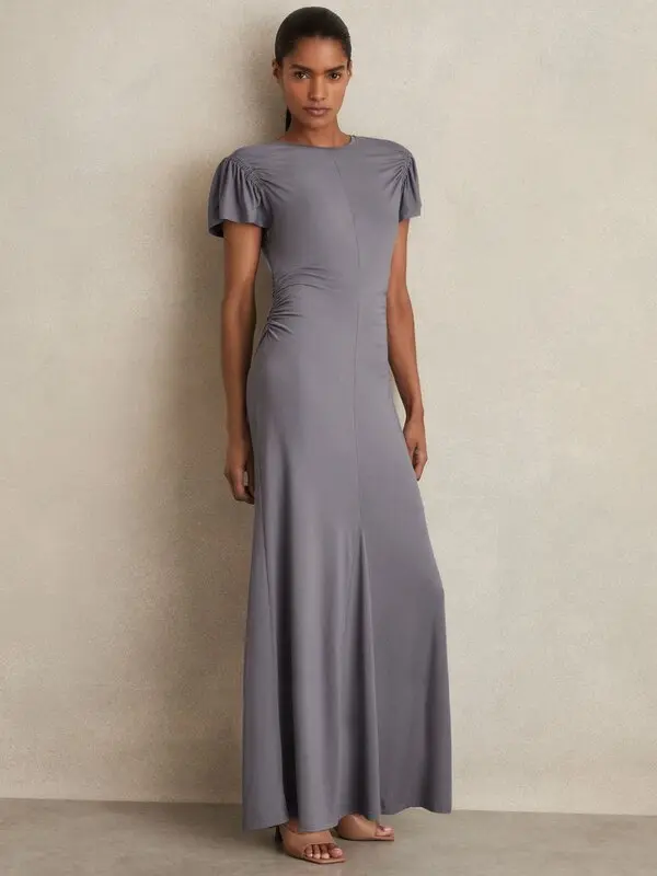 REISS Blend Ruched Jersey Dress - Grey