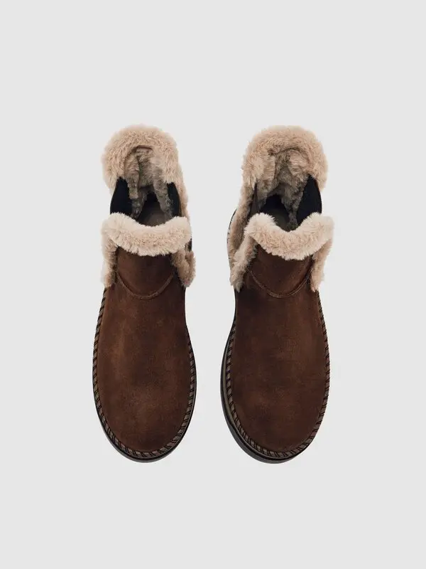 REISS Suede Faux Fur-trim Ankle Boots