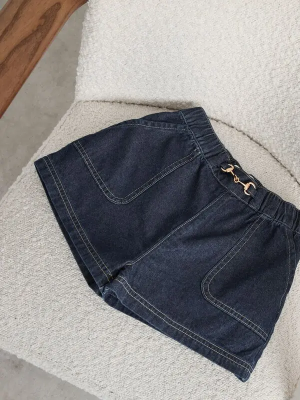 REISS 3-9 Yrs Horsebit-detail Denim Shorts