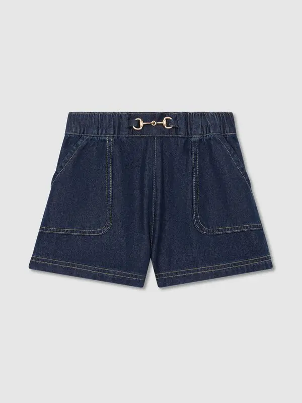 REISS 3-9 Yrs Horsebit-detail Denim Shorts