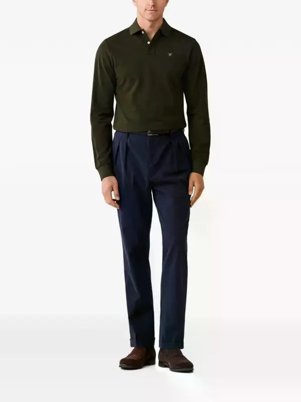 HACKETT LONDON Logo-embroidered Long-sleeve Polo Shirt