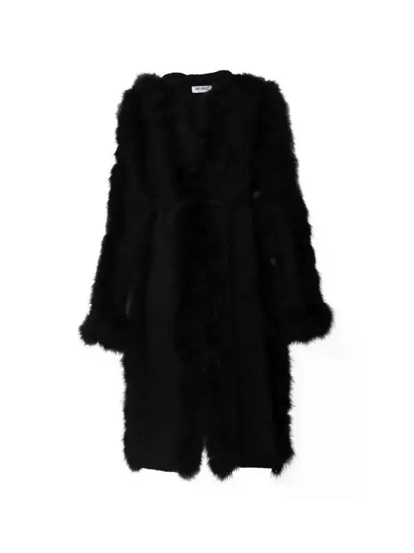 Attico Feather-trim Belted Coat