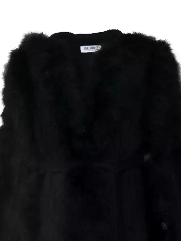 Attico Feather-trim Belted Coat