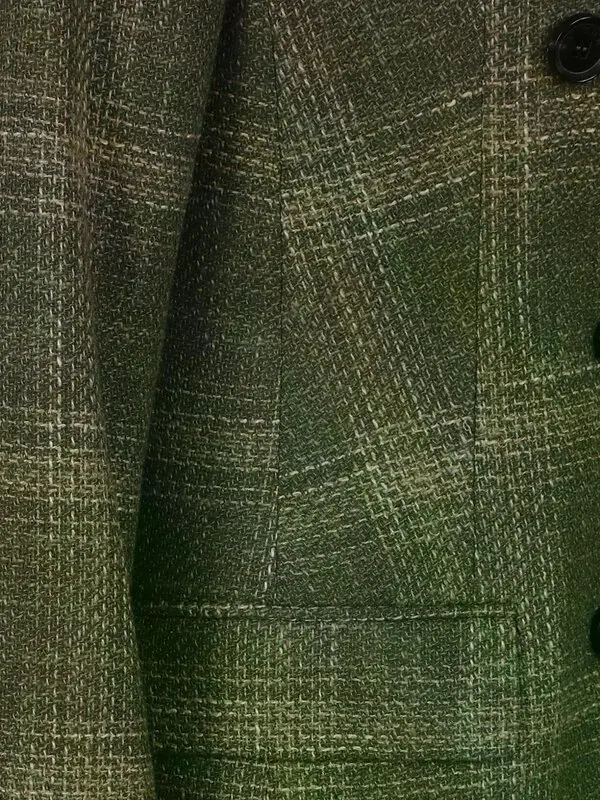 Kiton Check Double-breasted Blazer