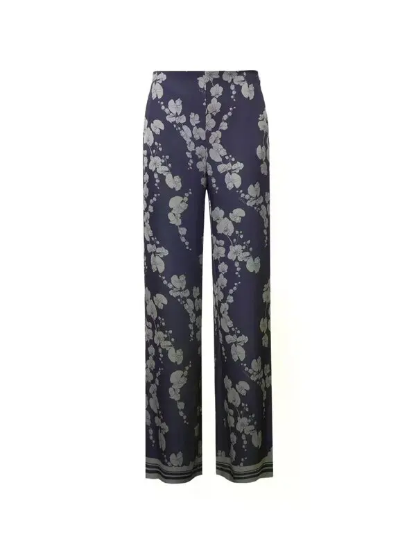 GENNY Floral-print Straight Trousers - Blue