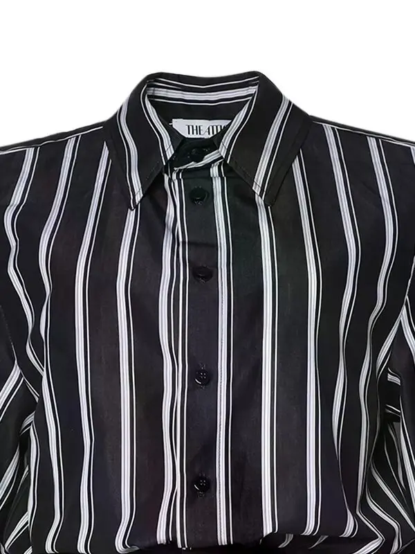 Attico Vertical-stripe Cropped Shirt