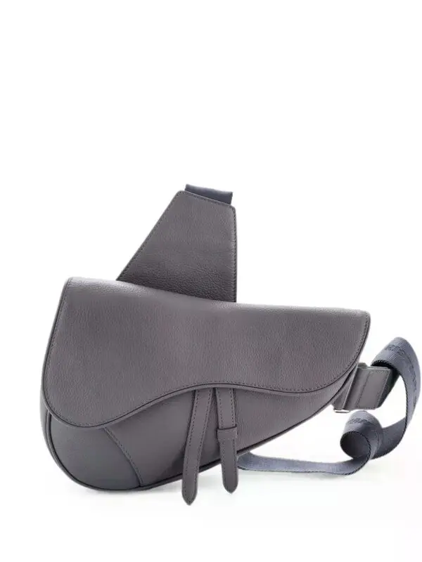 Dior Saddle Leather Crossbody Bag - Grey
