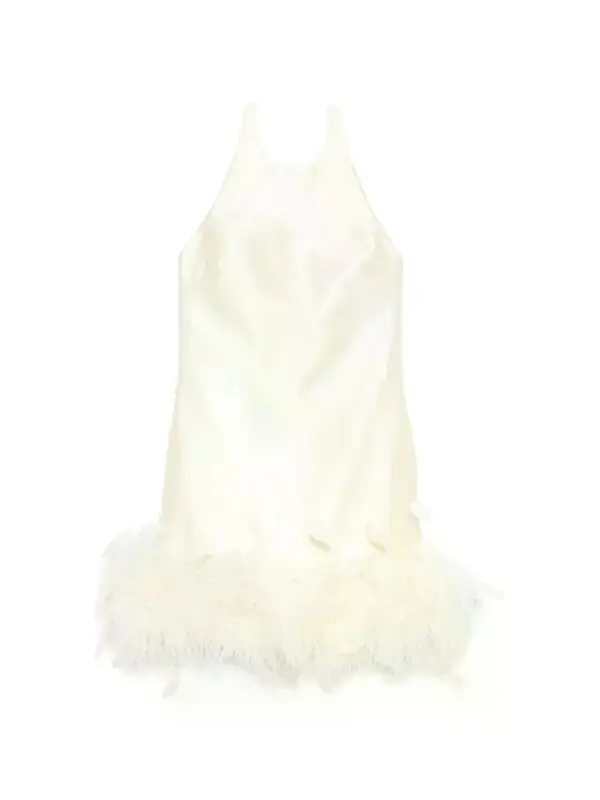 SELF-PORTRAIT Feather-trim Mini Dress - Neutrals