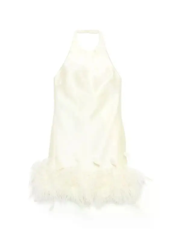 SELF-PORTRAIT Feather-trim Mini Dress - Neutrals