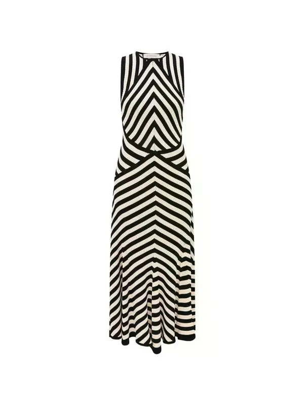 Zimmermann Valiant Deco Stripe Midi Dress - Black