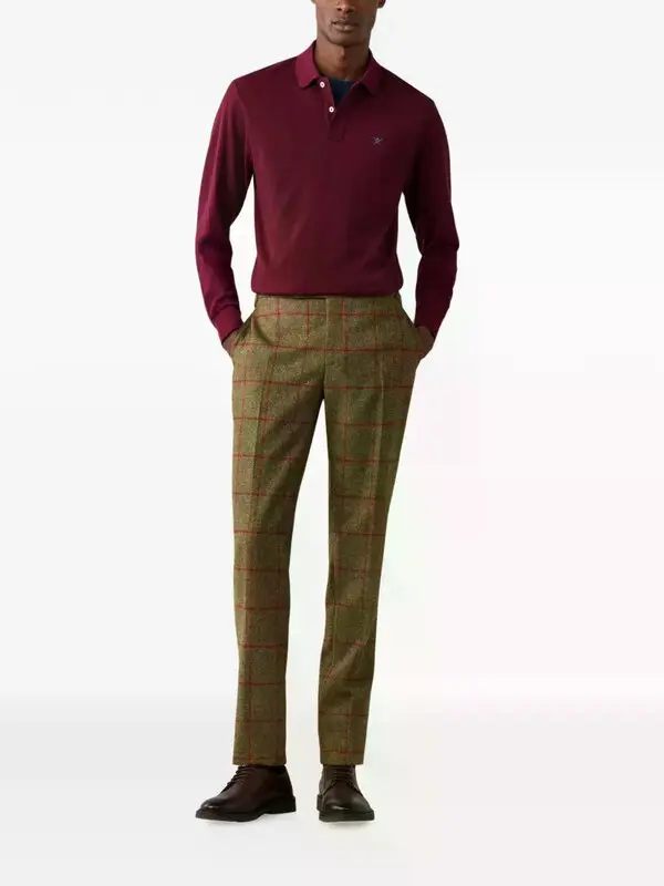 HACKETT LONDON Logo-embroidered Long-sleeve Polo Shirt