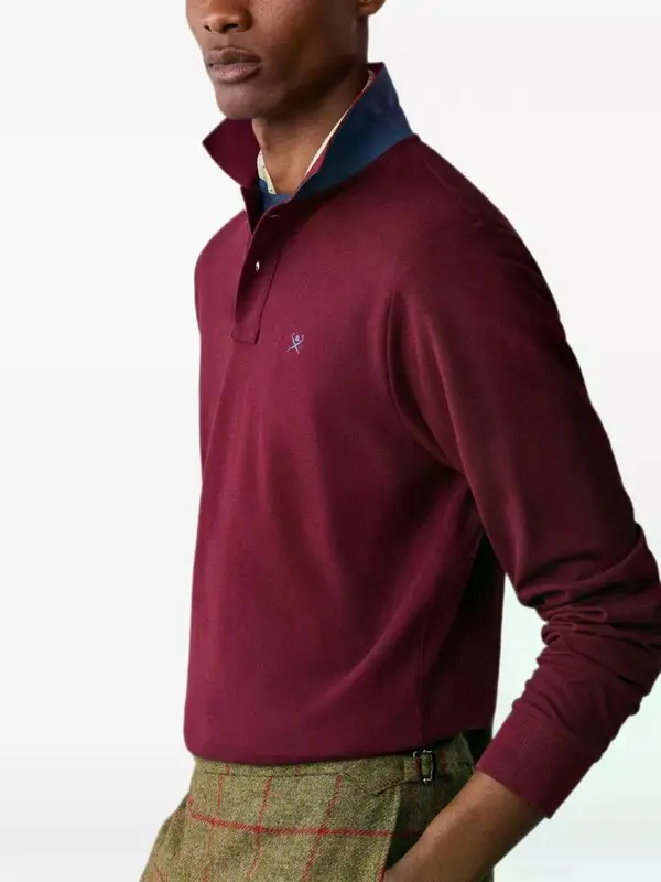 HACKETT LONDON Logo-embroidered Long-sleeve Polo Shirt