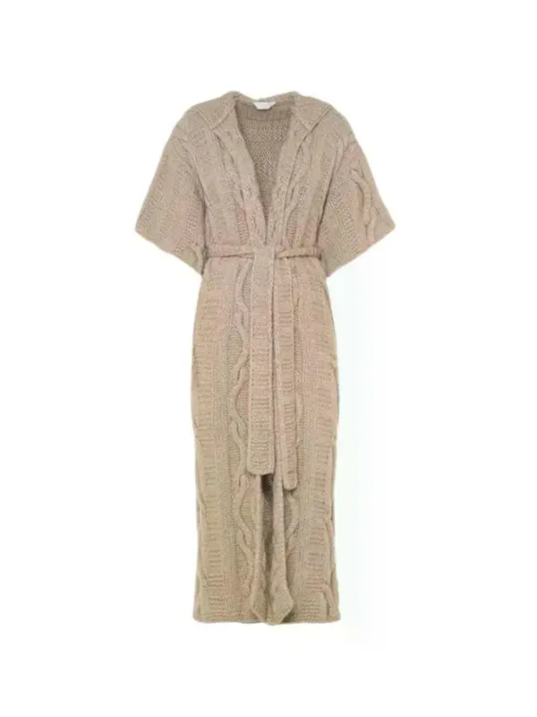 Malo Cable-knit Hooded Coat