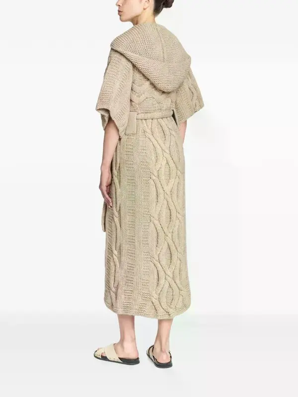 Malo Cable-knit Hooded Coat