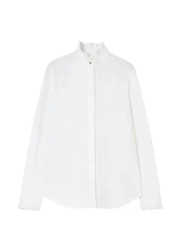 Burberry Classic Fit Ruffled Cotton Poplin Shirt - White