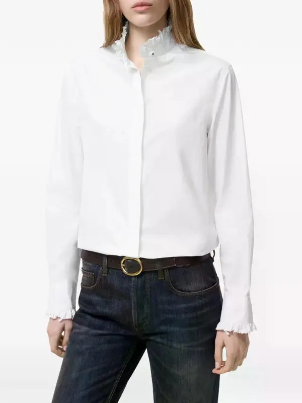 Burberry Classic Fit Ruffled Cotton Poplin Shirt