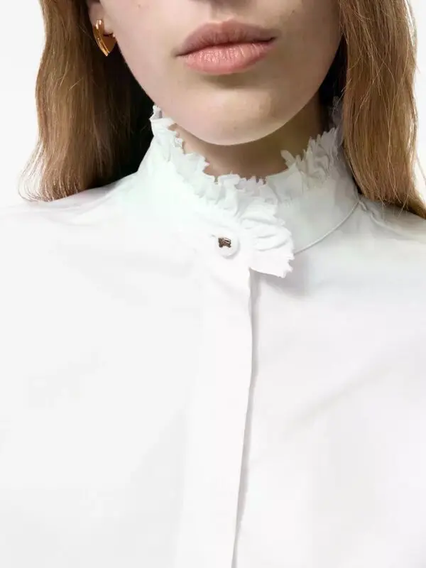 Burberry Classic Fit Ruffled Cotton Poplin Shirt
