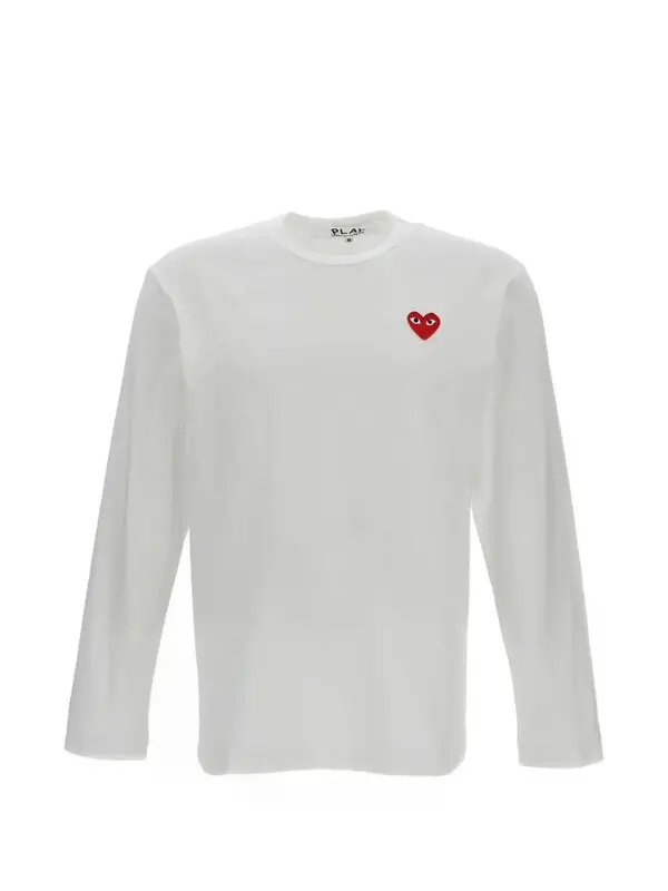 Play Comme Des Garcon Heart-patch Long-sleeve T-shirt - White