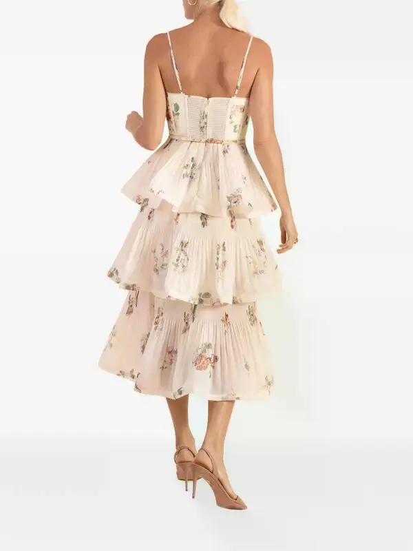 Zimmermann Pleated Tiered Midi Dress
