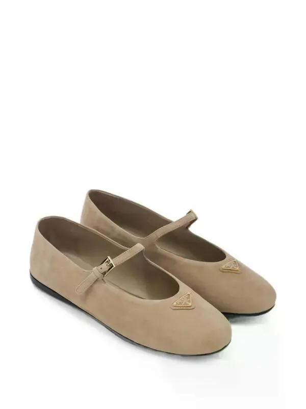Prada Buckle-strap Suede Ballet Flats