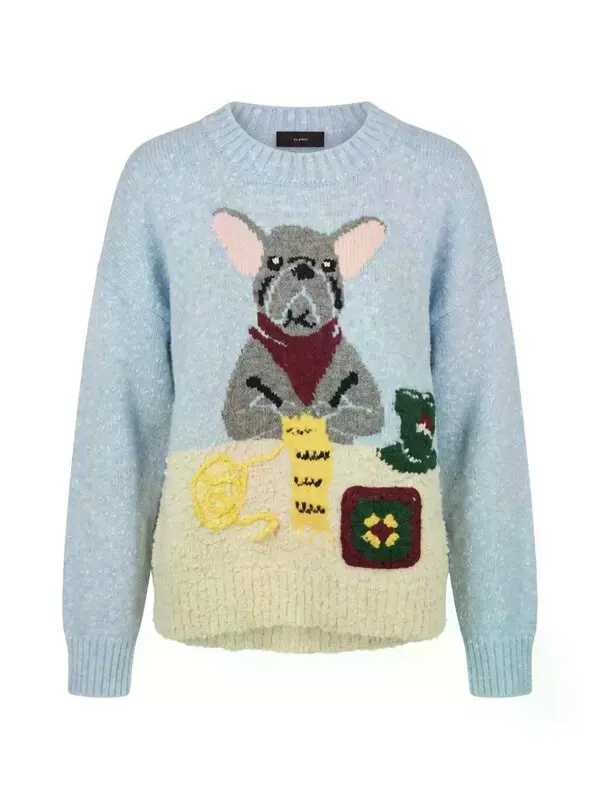 Alanui Bouclé-knit Dog Intarsia Sweater