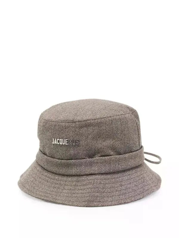 Jacquemus Logo-plaque Drawstring Bucket Hat - Brown