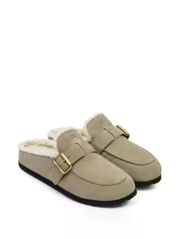 Prada Buckle-fastening Shearling-lined Slides