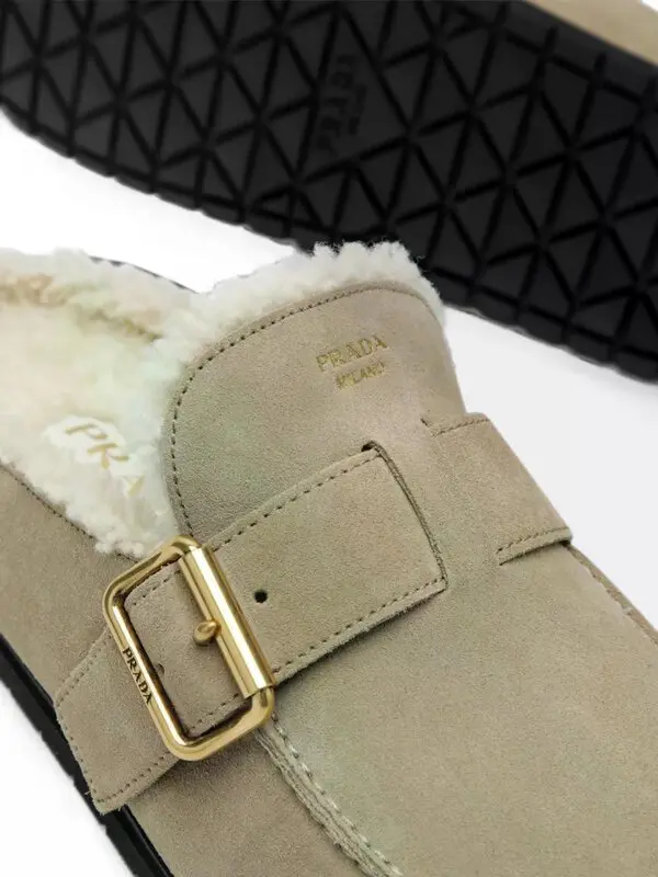 Prada Buckle-fastening Shearling-lined Slides