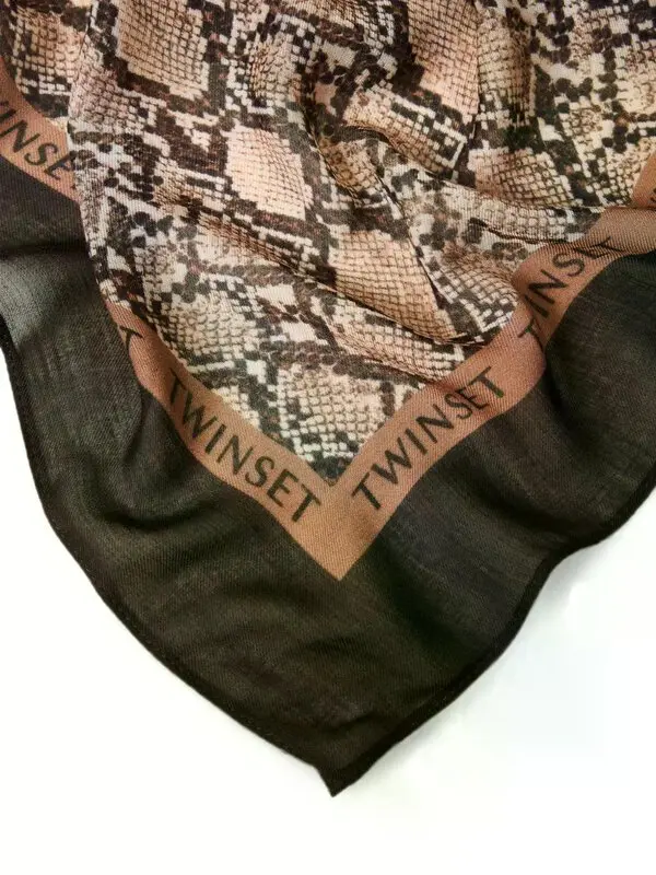 TWINSET Kefiah With Logo And Animal Print