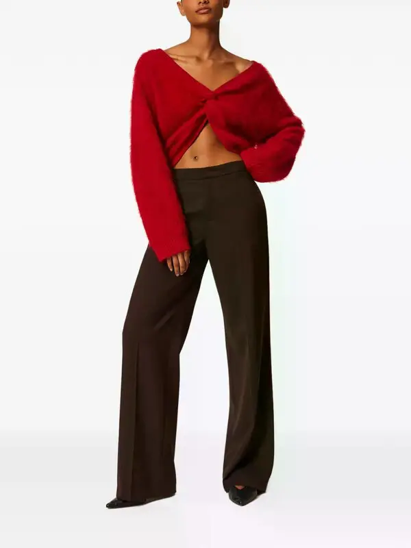 TWINSET Brushed Knit Sweater With Knot Detail - Red