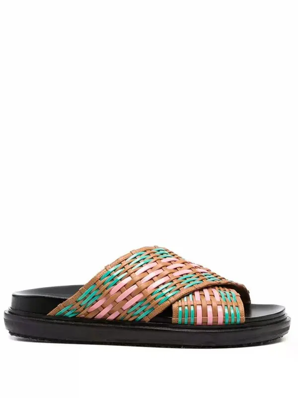 Marni Criss-cross Flat Sandals - Brown