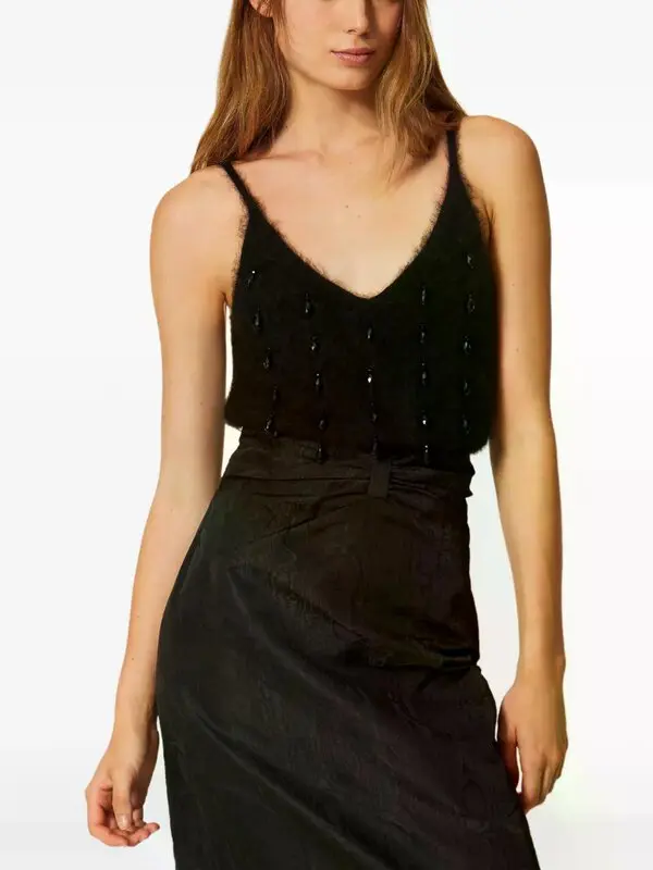 TWINSET Brushed Wool-blend Top With Embroidery