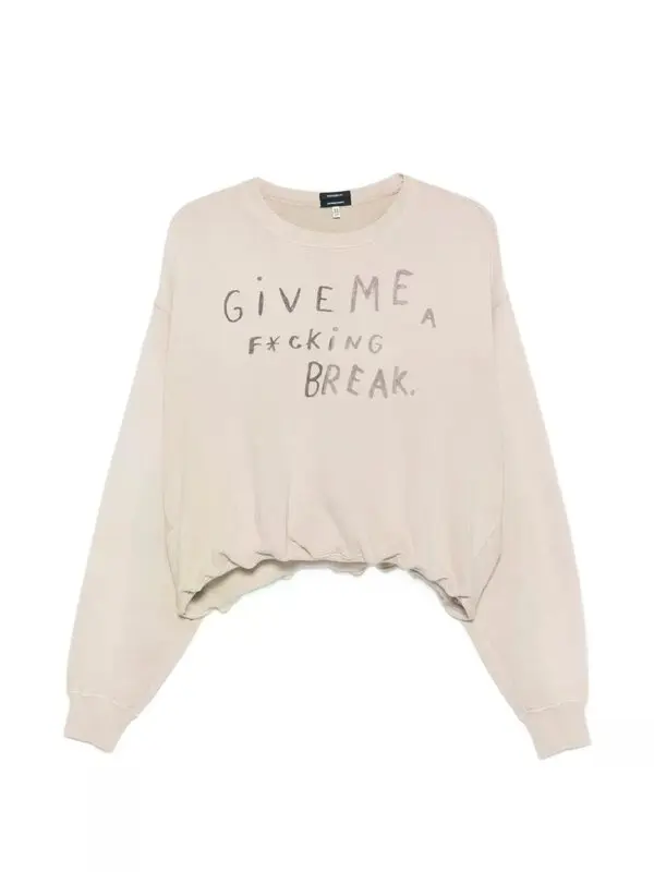 R13 Give Me A Break Baloon Cotton Sweatshirt - Neutrals