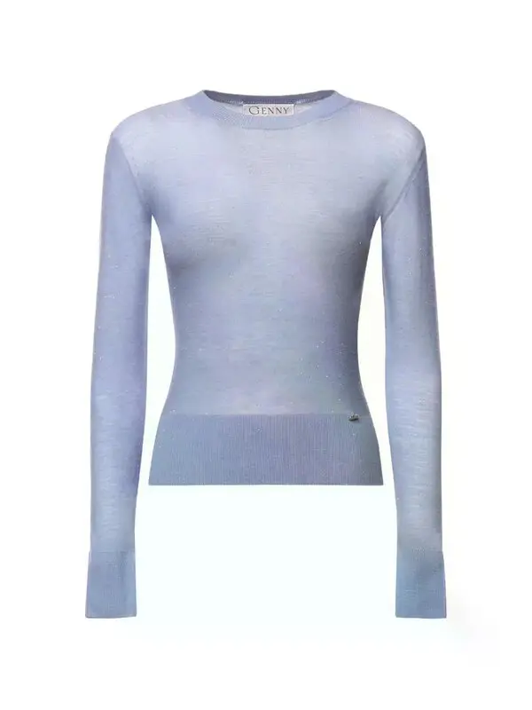 GENNY Rhinestone-embellished Fine-knit Sweater - Blue
