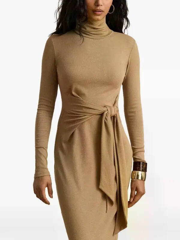 Ralph Lauren Tie-front Turtleneck Midi Dress