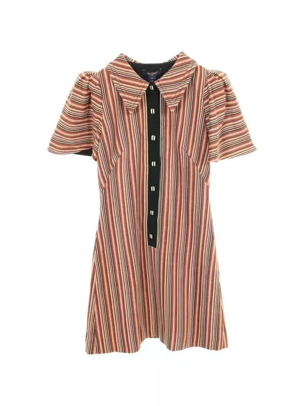 LOUIS VUITTON 2010s Striped Short-sleeve Mini Dress - Orange