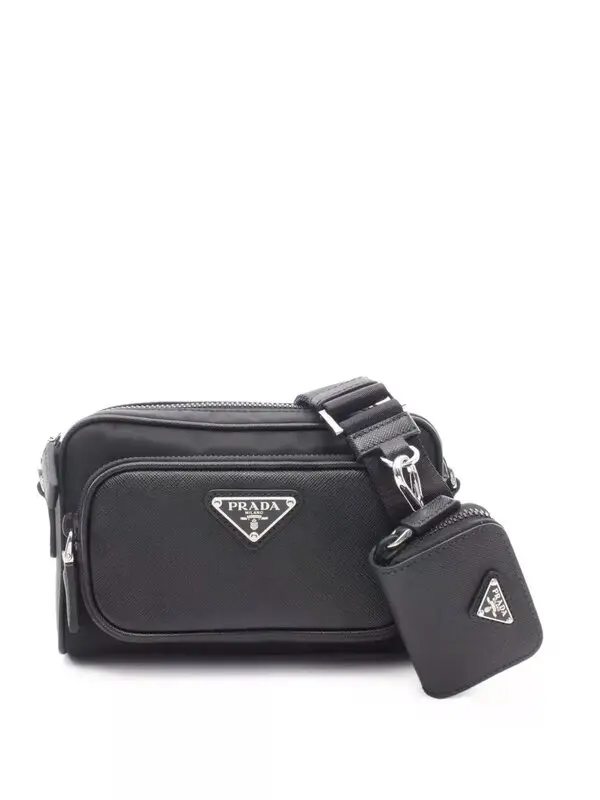 Prada 2020s Tessuto Saffiano Shoulder Bag - Black