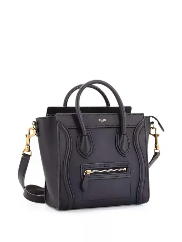Celine Luggage Bag Smooth Leather Nano Crossbody Bag - Black