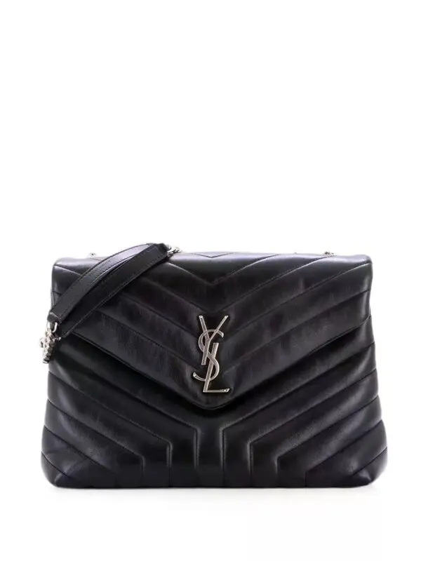 Saint Laurent Loulou Matelasse Chevron Leather Medium Shoulder Bag - Black