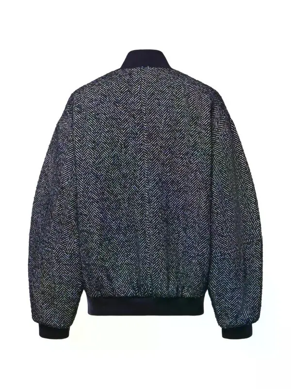GENNY Herringbone-pattern Bomber Jacket - Blue