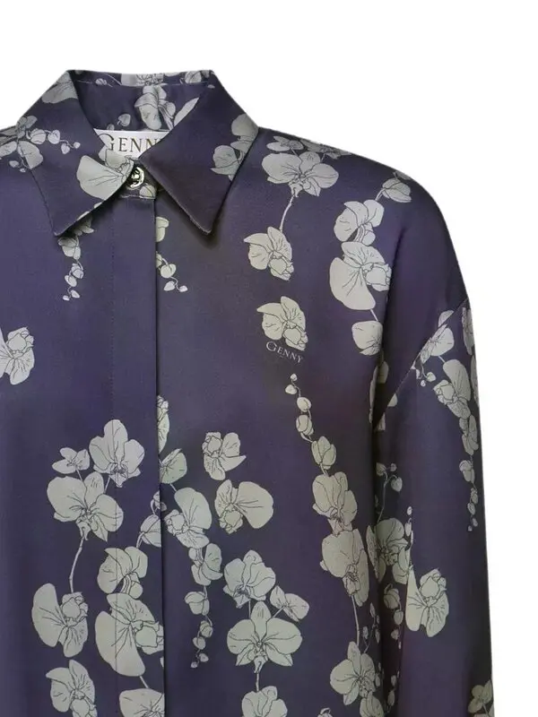 GENNY Floral-print Silk-satin Shirt